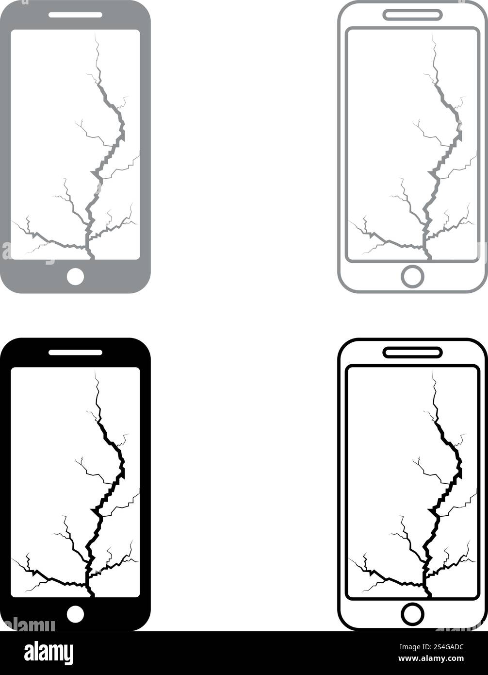 Smartphone with crack on display Broken modern mobile phone Shattered ...