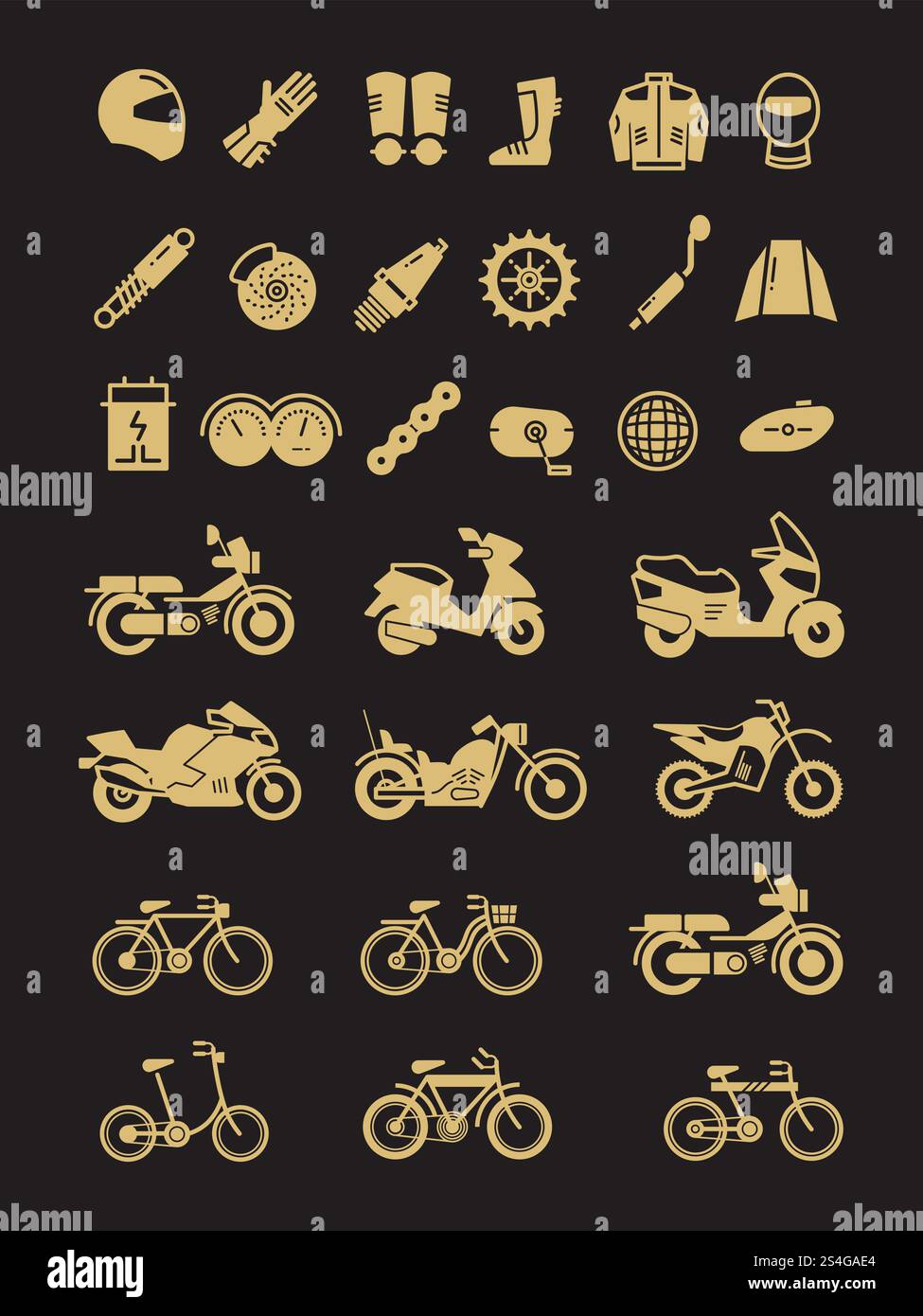 Racing motorcycle, bicycle, motorbike parts and transportation vector ...