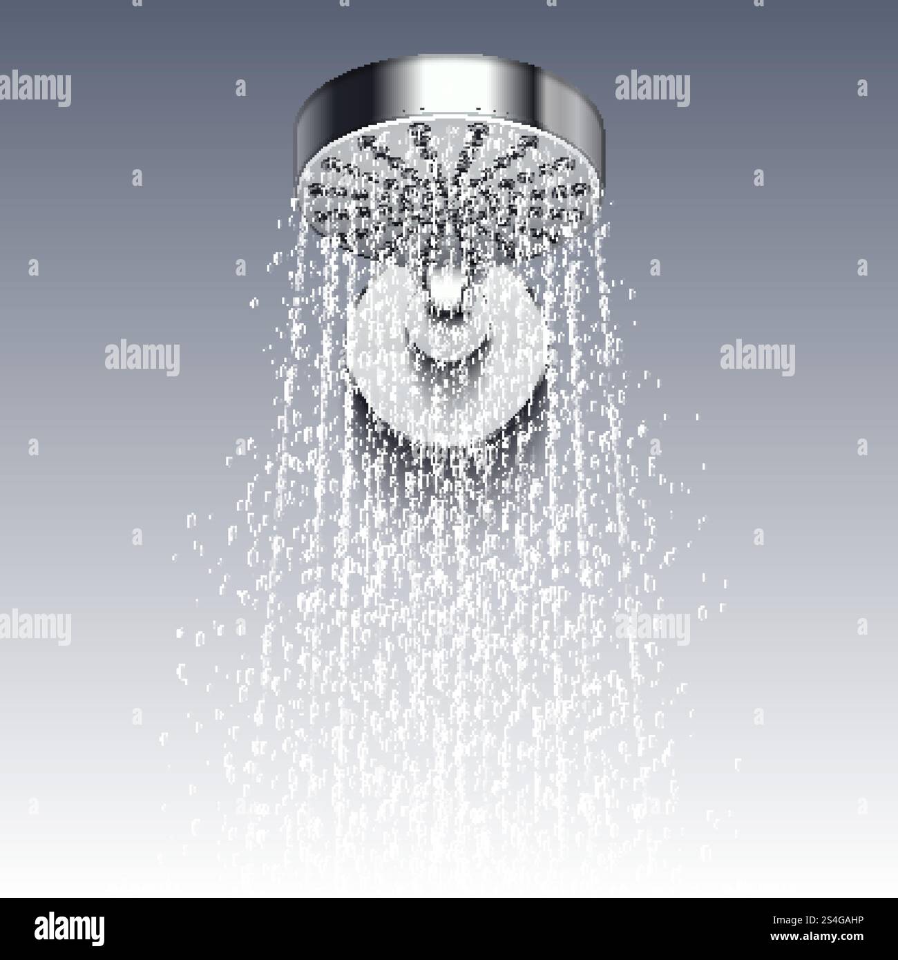 Shower metal head with trickles of water vector illustration isolated ...