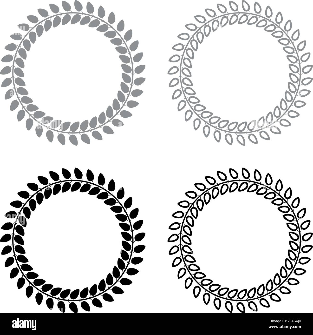 Floral circle Wreath of leaves Round floral frames Floral border icon ...