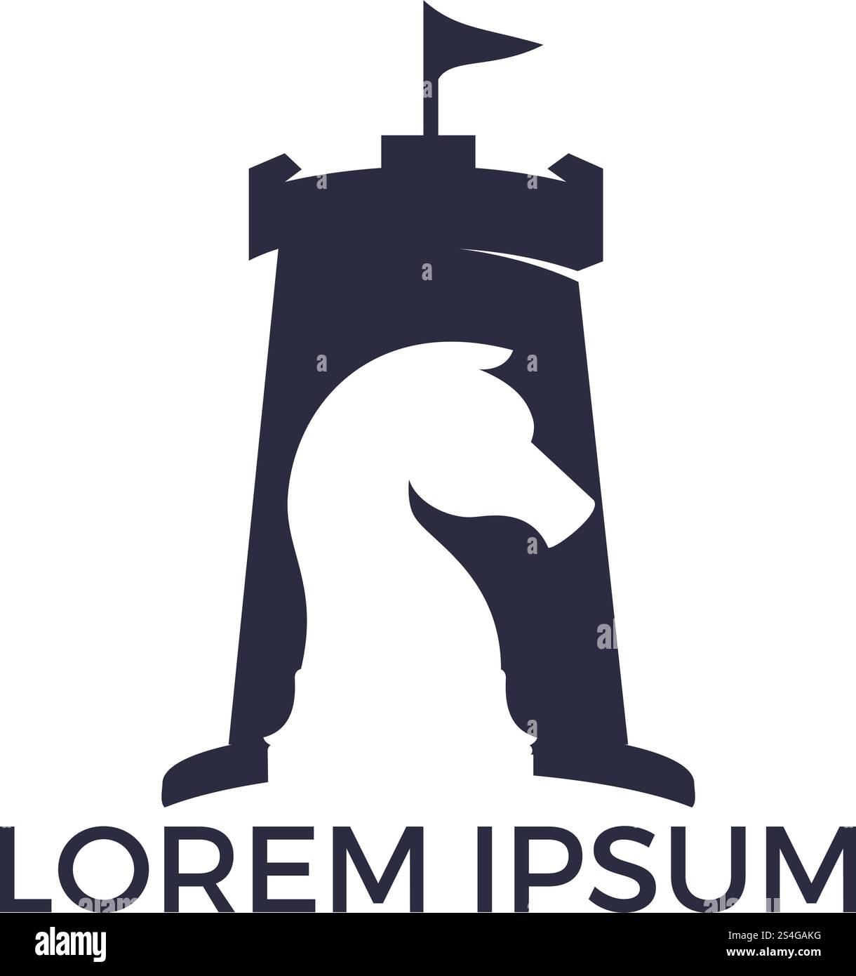 Fort chess vector logo design concept. Chess knights and castle tower ...