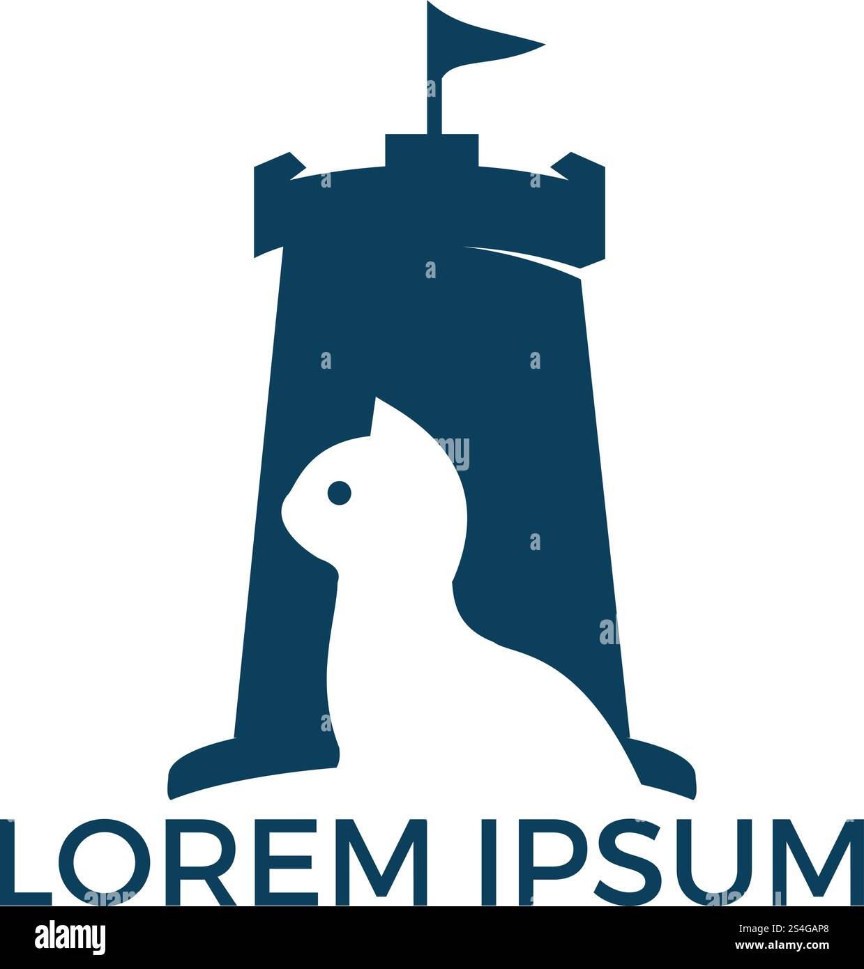 Fort cat vector logo design concept. Cat knights and castle tower logo ...