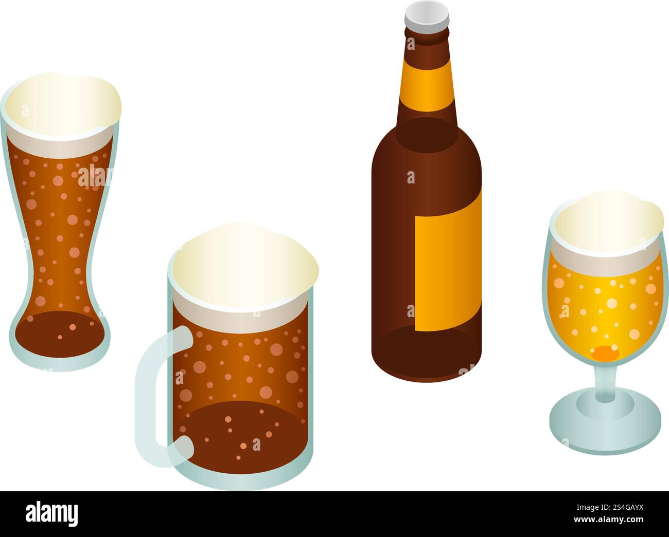 Beer icon set. Isometric set of beer vector icons for web design ...