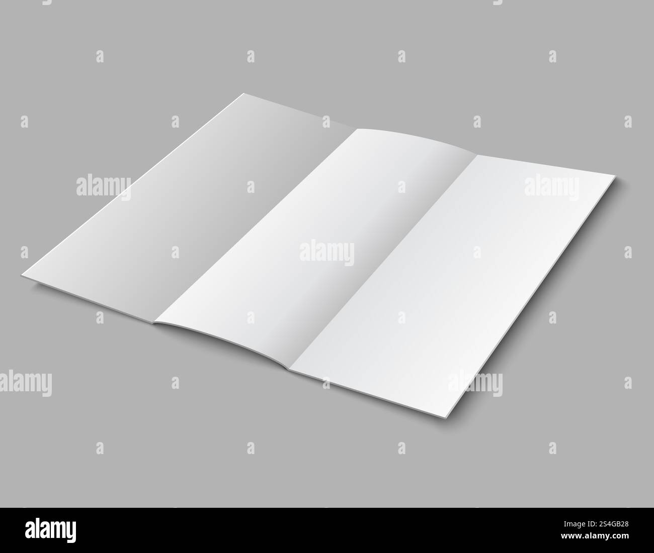 Blank Paper Folded Leaflet 3d White Blank Broadsheet Vector Template