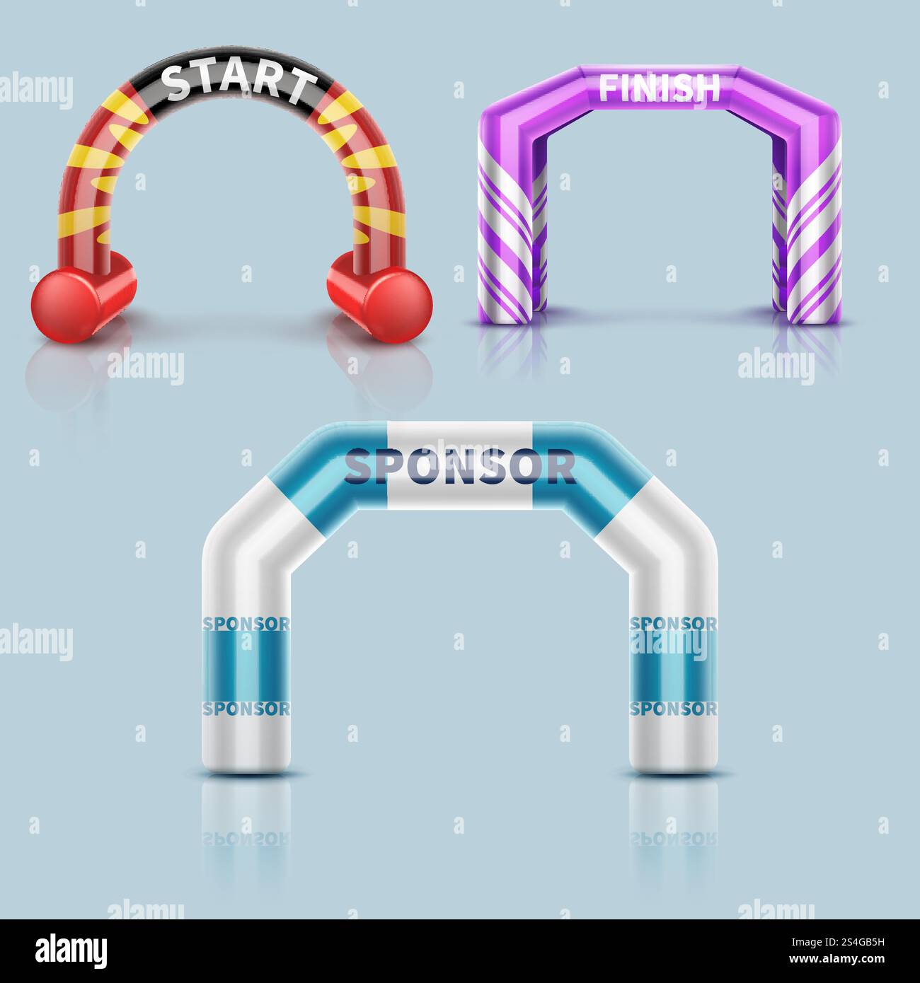 Inflatable race start and finish archway, outdoor sports event arch decoration and sponsor ...