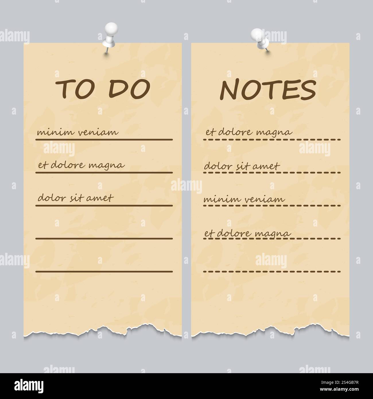 Vintage ripped pages for to do list and notes. Vector illustration ...
