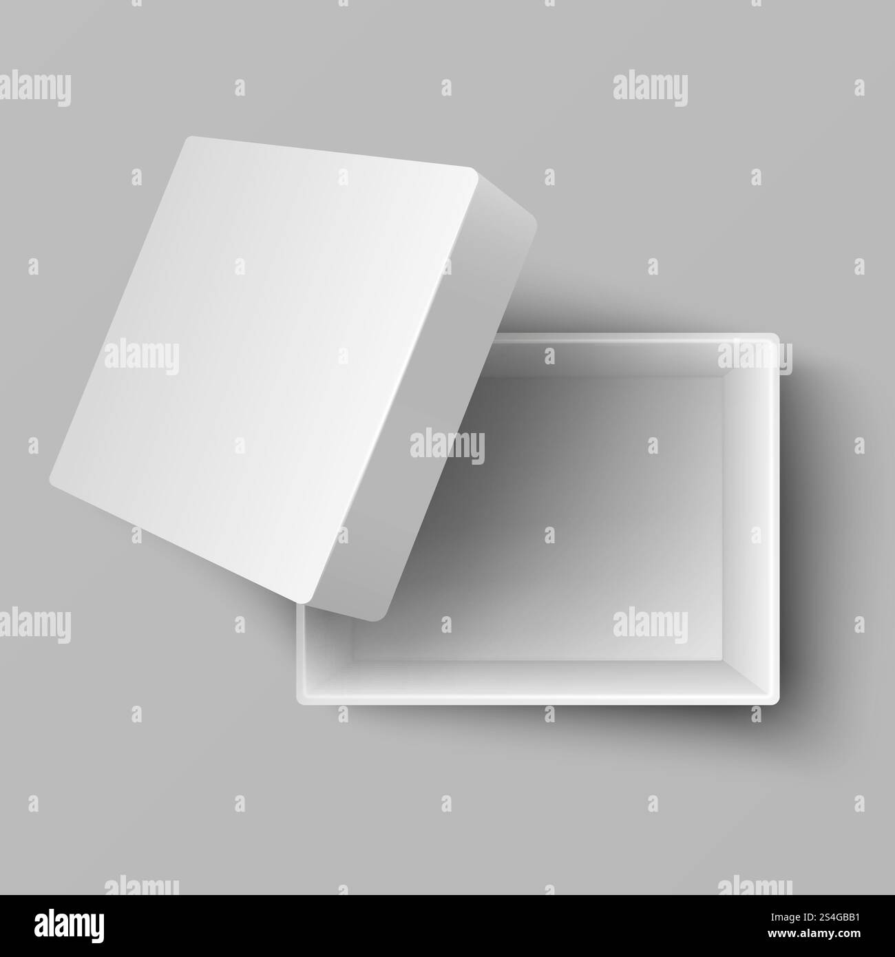 Blank white open cardboard gift box top view 3d vector illustration ...