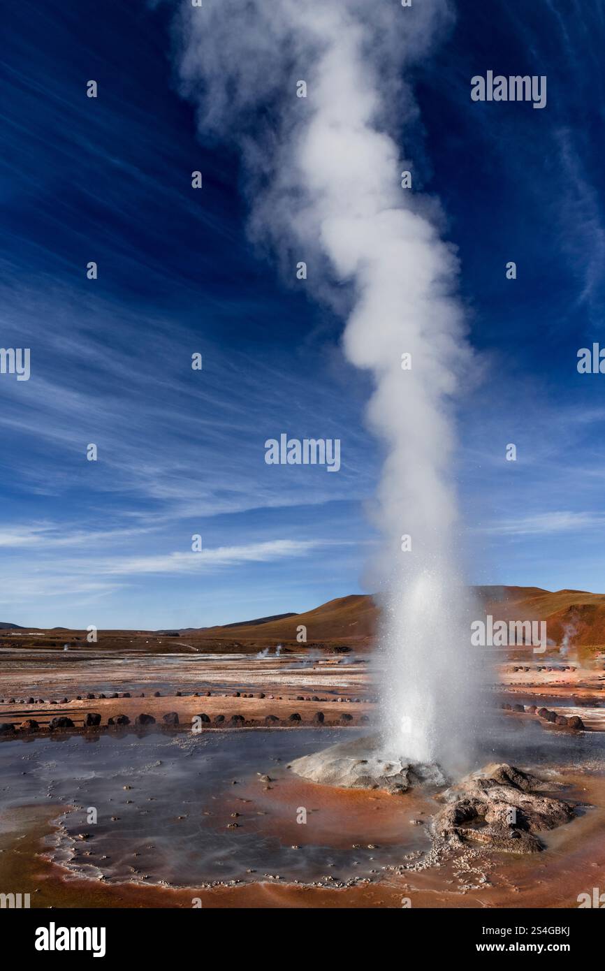 Geyser erupting in El Tatio in Chile Stock Photo - Alamy