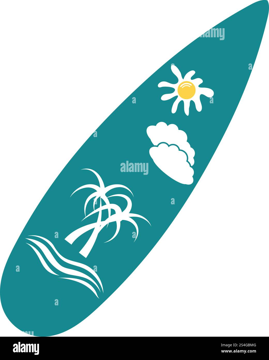 Surfboard icon. Stencil in blue and yellow tone. Vector illustration ...