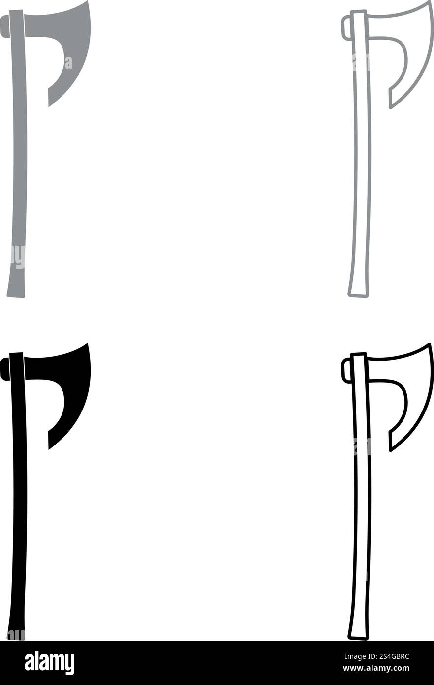 Ax with long handle Viking ax icon set black grey color vector ...