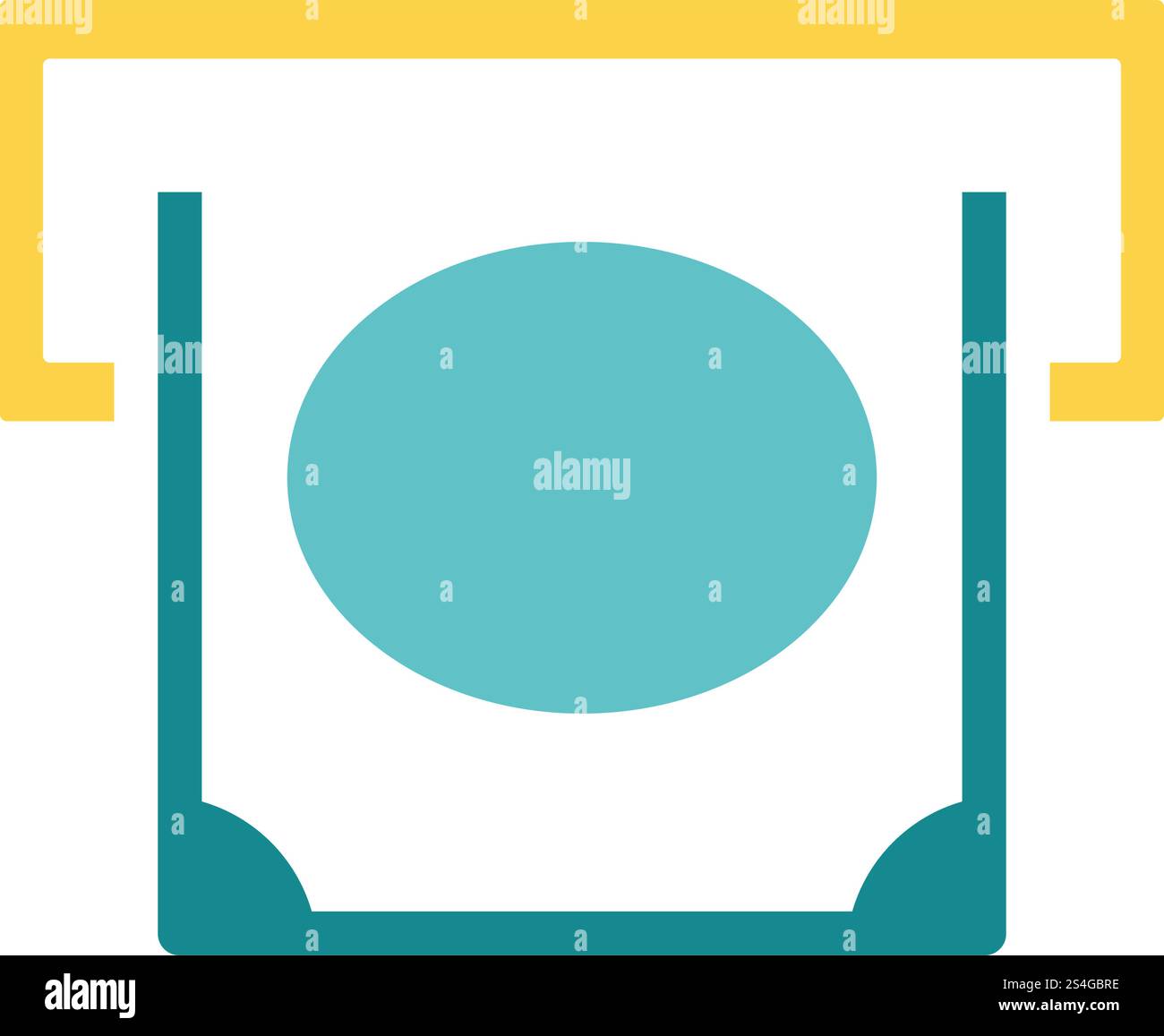 Banknote sliding from atm slot icon. Stencil in blue and yellow tone ...