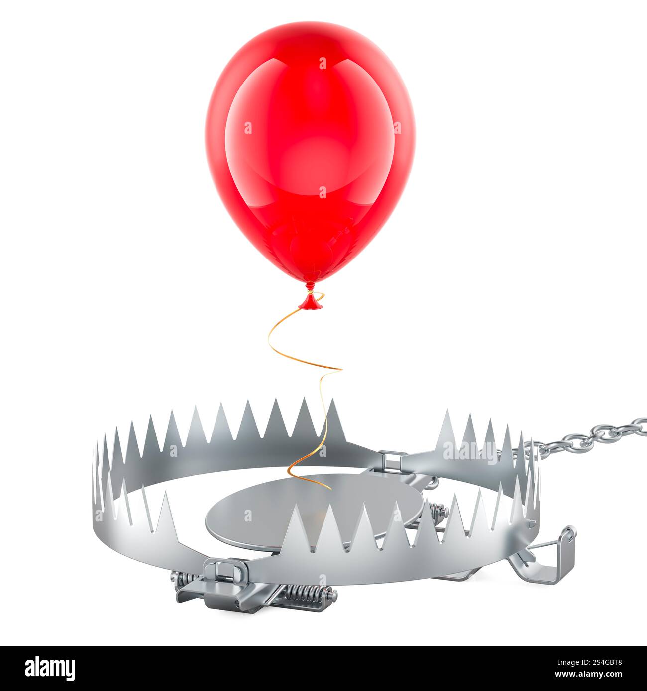 Balloon inside bear trap, 3D rendering isolated on white background ...