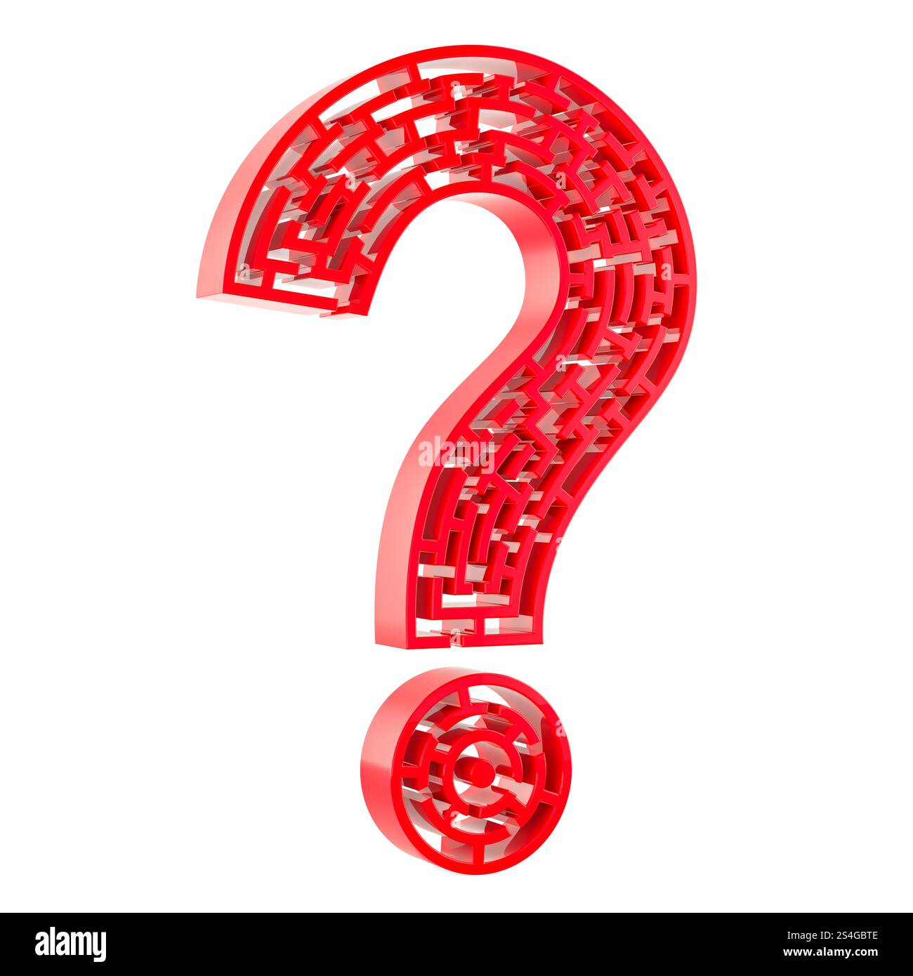 Question mark with labyrinth maze, 3D rendering isolated on white ...