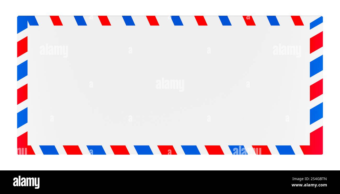 Blank Envelope, front view. Template, mock up. 3D rendering isolated on ...