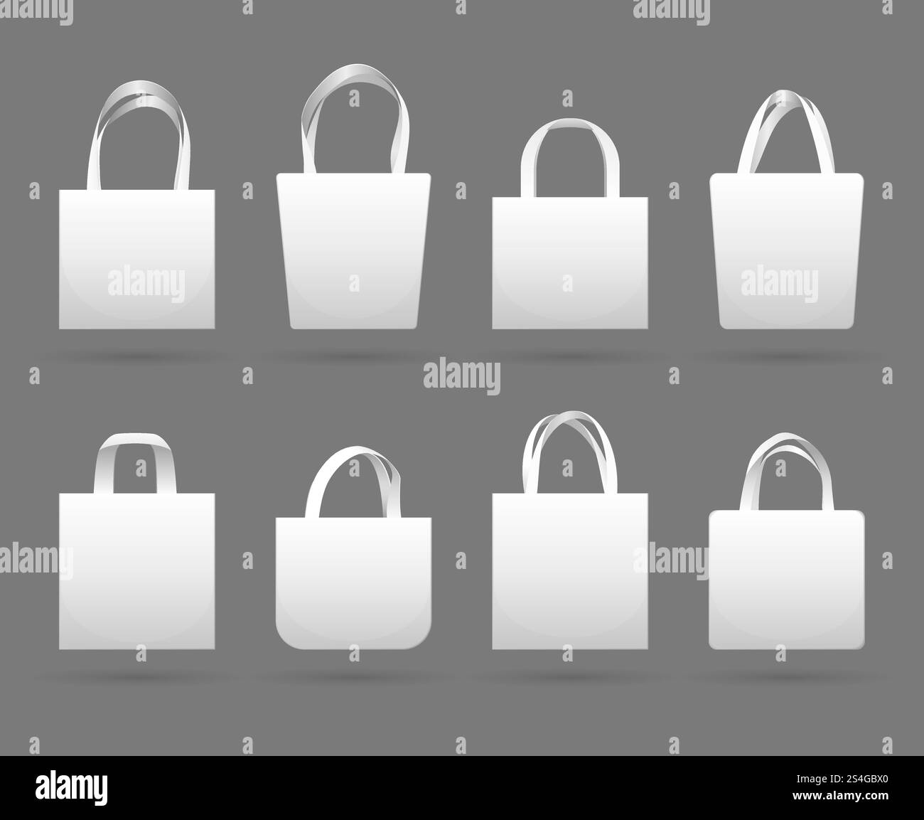 Blank white canvas fabric shopping bag vector templates. Canvas fabric ...