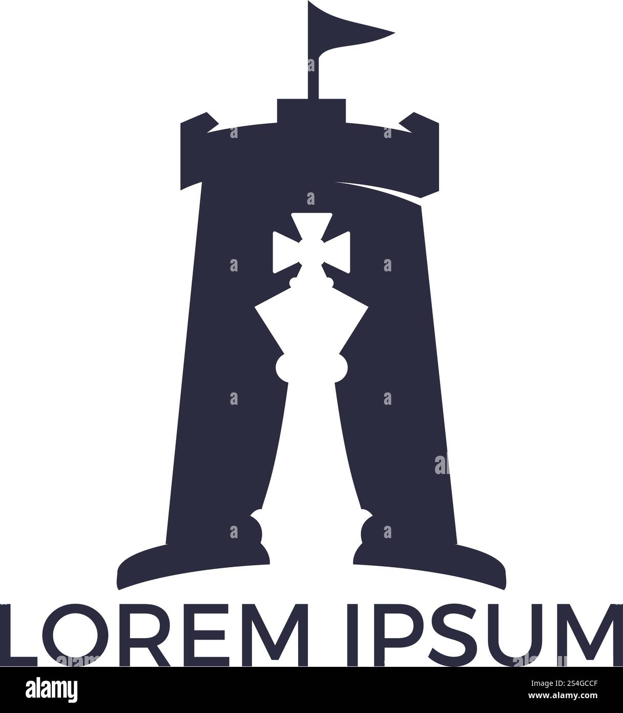 Fort chess vector logo design concept. Chess knights and castle tower ...