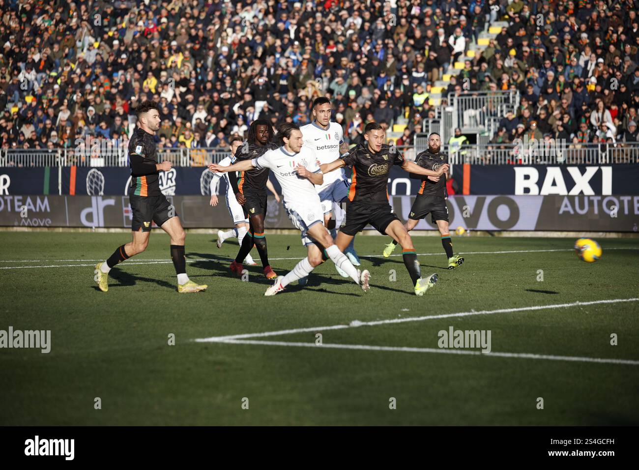Venice, Italy. 12th Jan, 2025. Interâ??s Matteo Darmian scores a goal ...