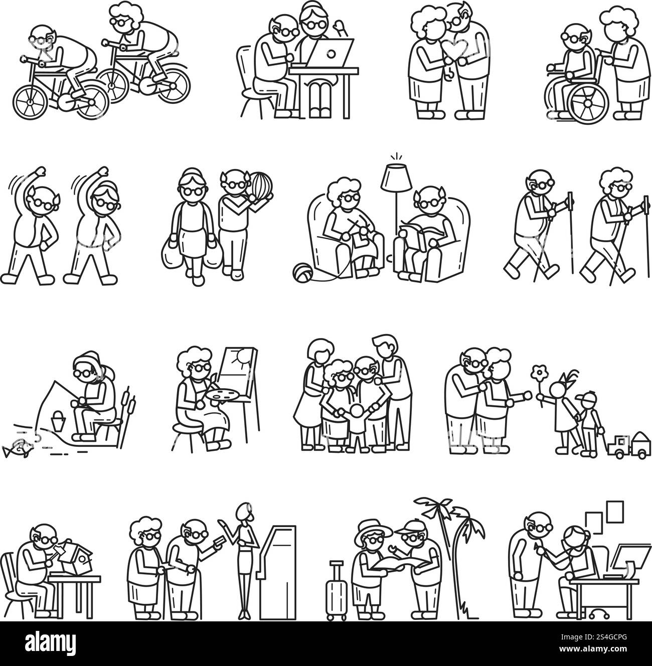 Older persons icon set. Simple set of older persons vector icons for web design on white ...