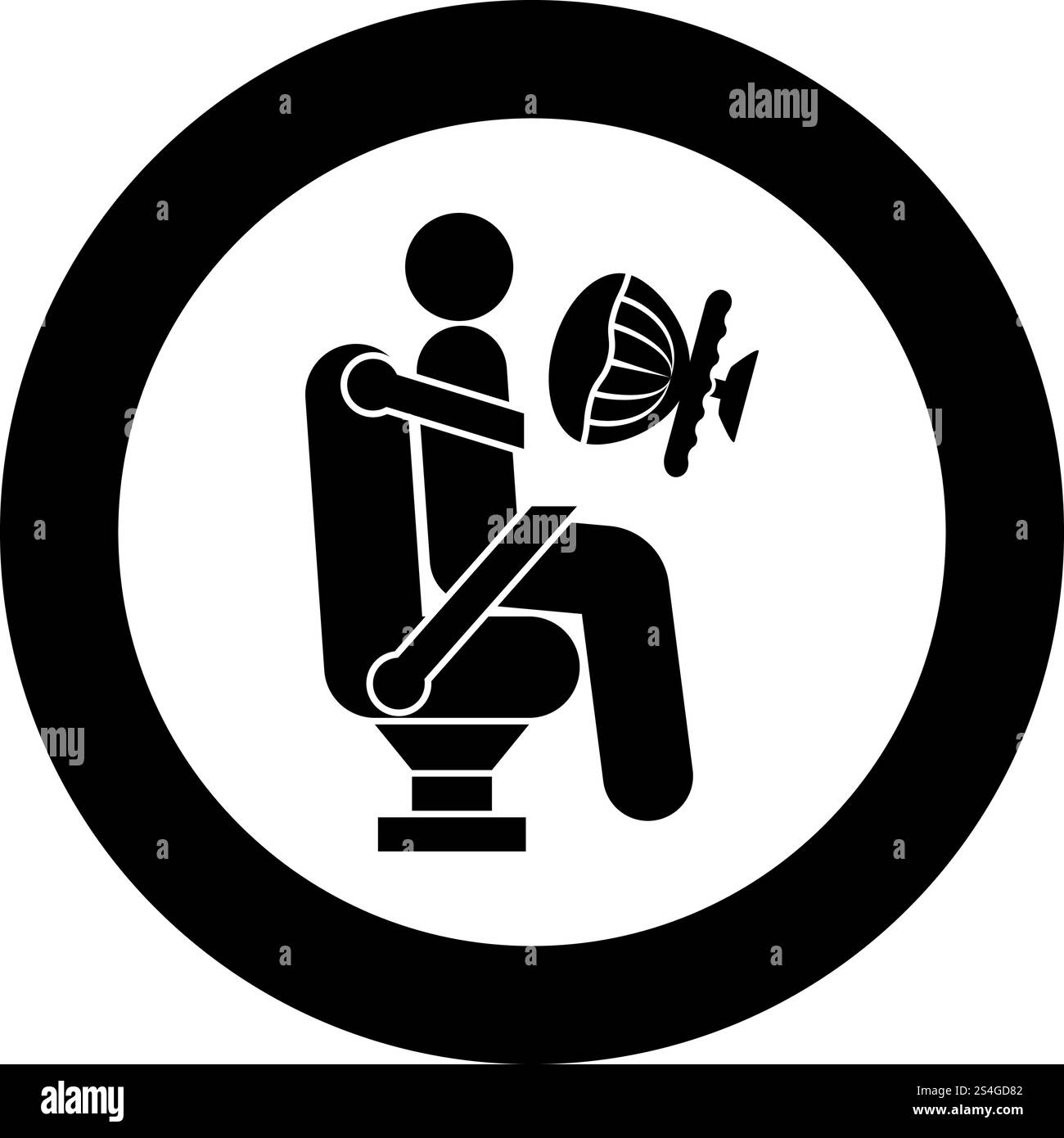 Driver at the wheel of a vehicle wearing a seat belt and airbag Man ...