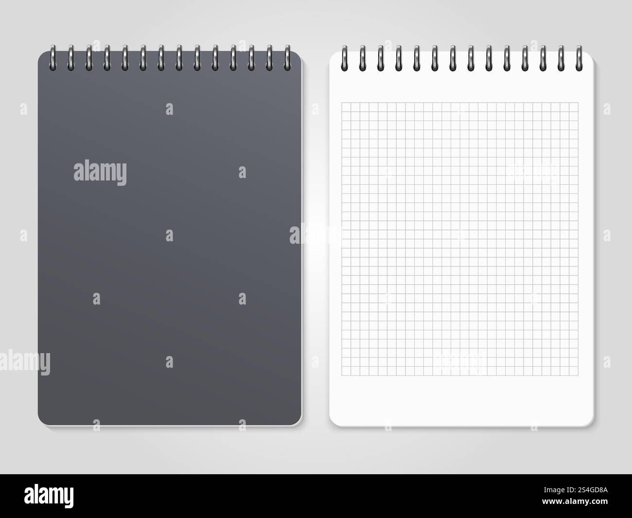 Realistic notebooks with spiral - cover and lined page. Vector ...