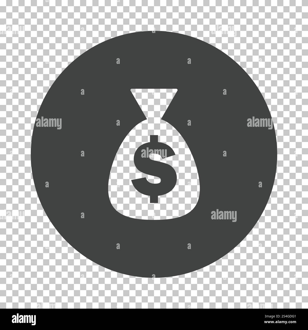 Money bag icon. Subtract stencil design on tranparency grid. Vector ...