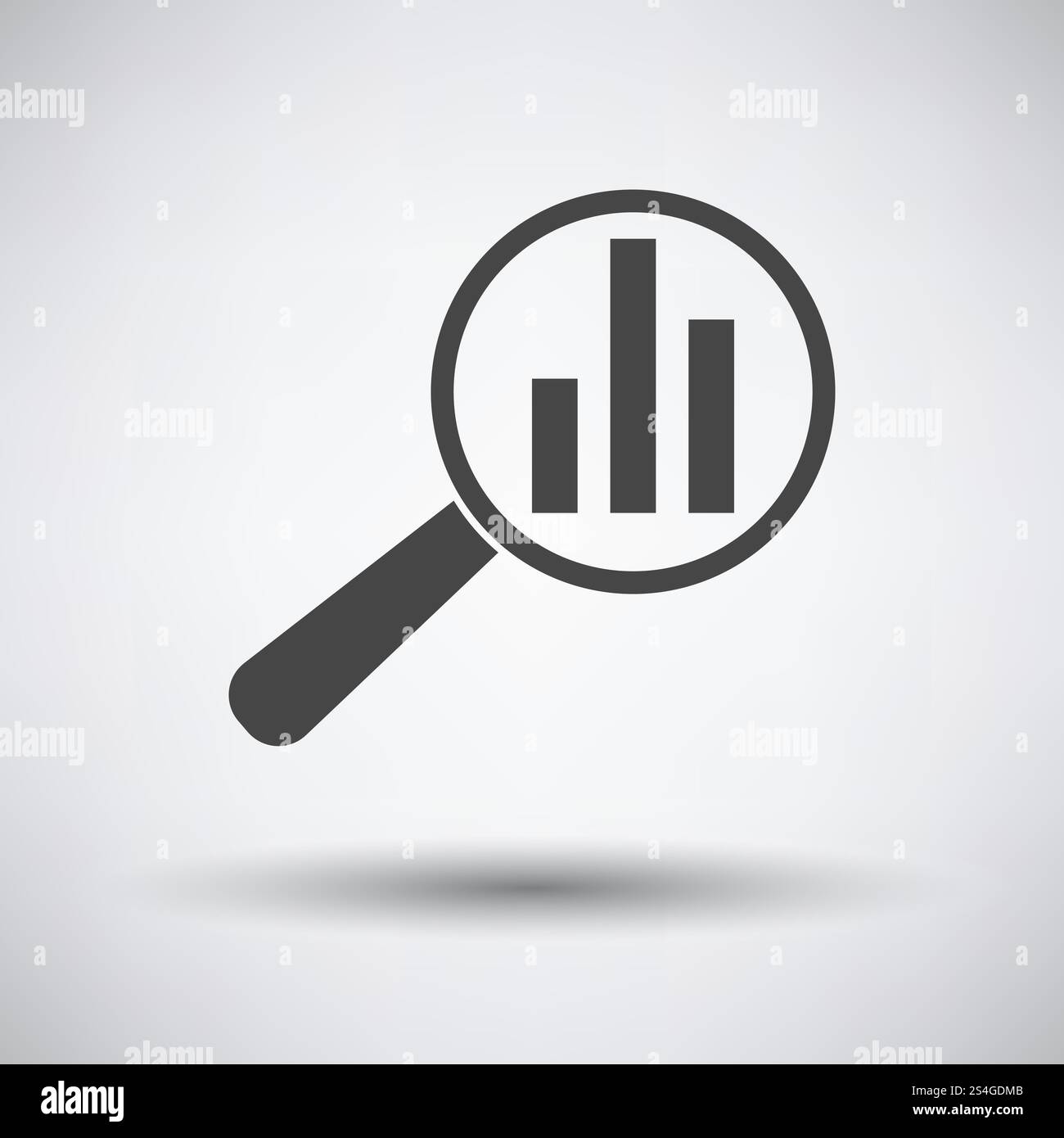 Analytics Icon on gray background, round shadow. Vector illustration ...
