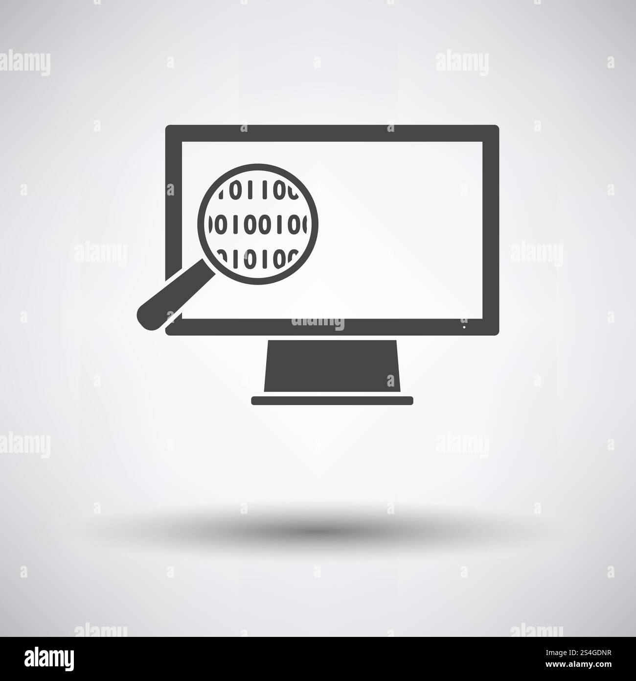 Data Analysing Icon on gray background, round shadow. Vector illustration Stock Vector Image ...