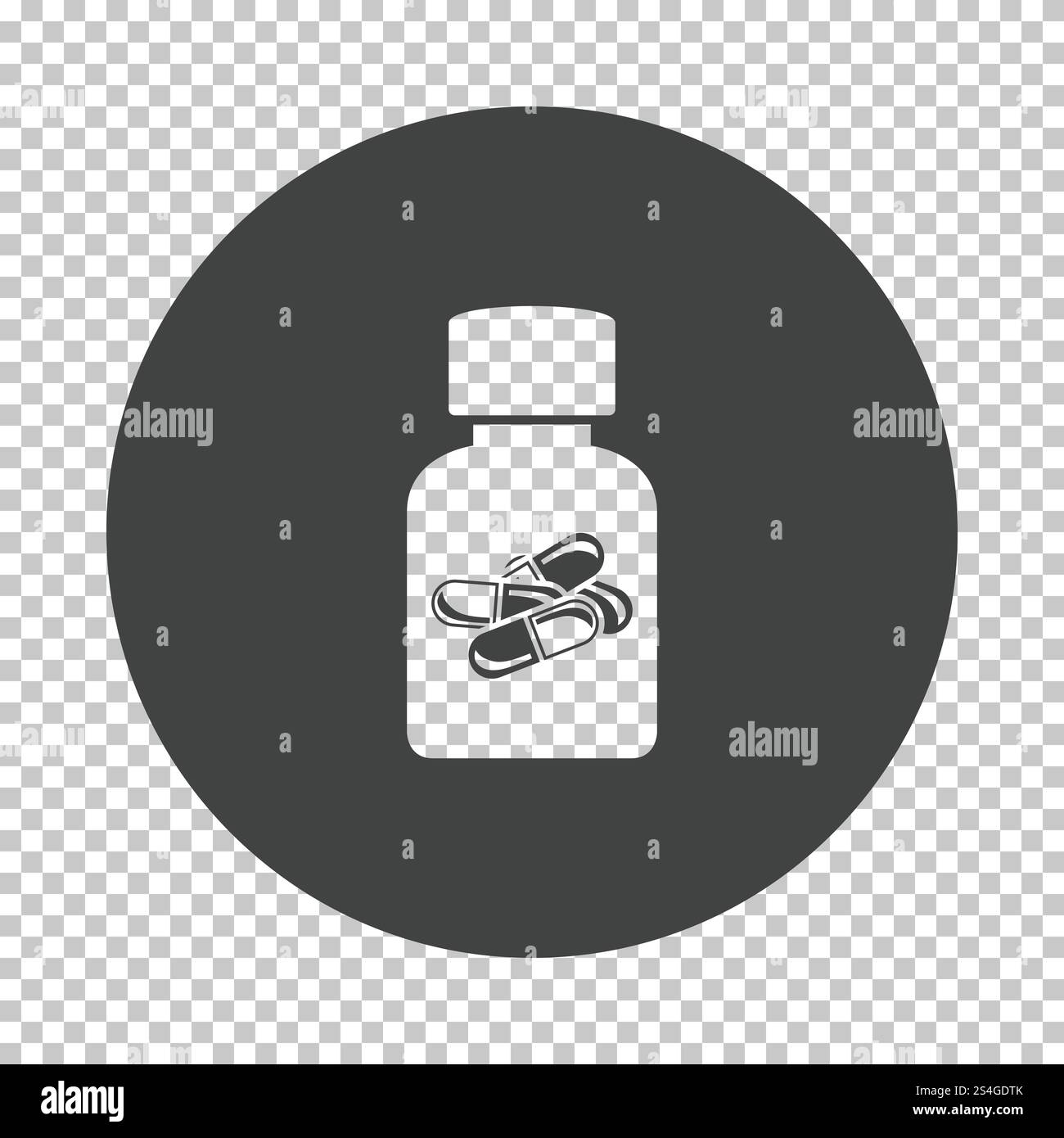 Pills bottle icon. Subtract stencil design on tranparency grid. Vector ...