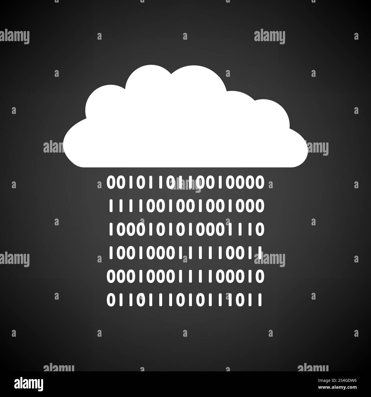 Cloud Data Stream Icon. White on Black Background Design. Vector ...