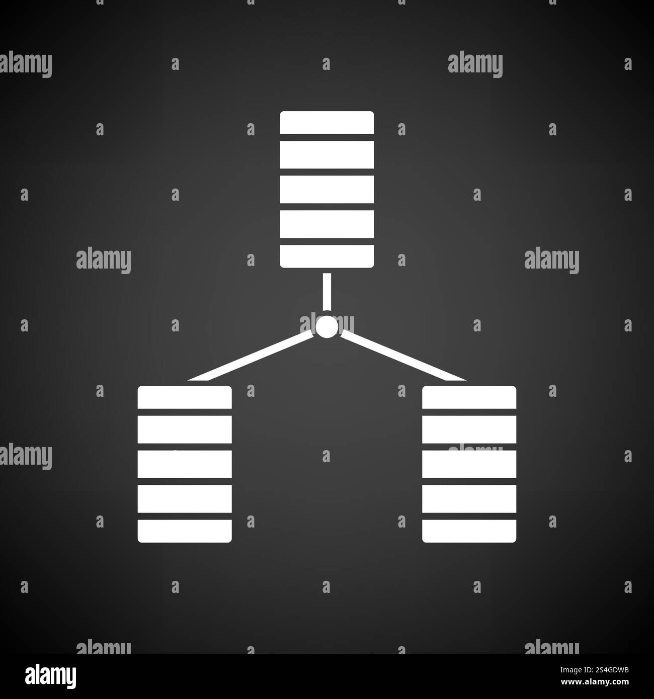 Database Icon. White on Black Background Design. Vector Illustration ...