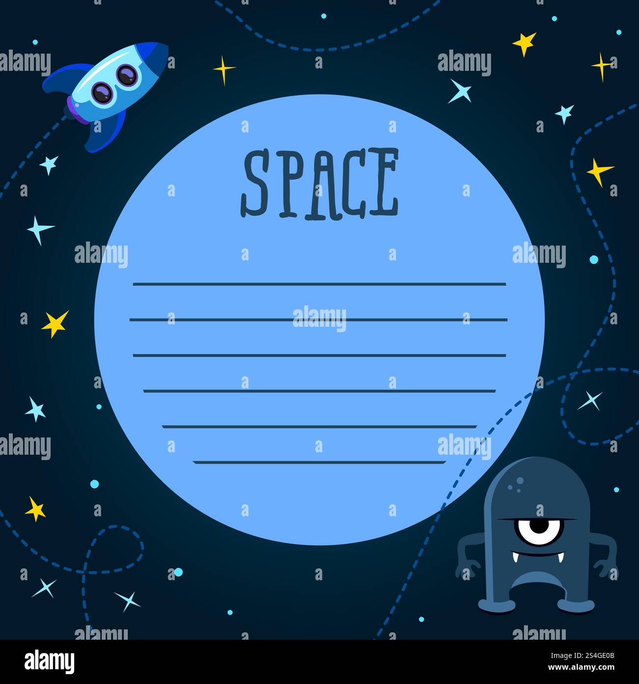 Spaceship background with space for your text in cartoon style. Banner ...