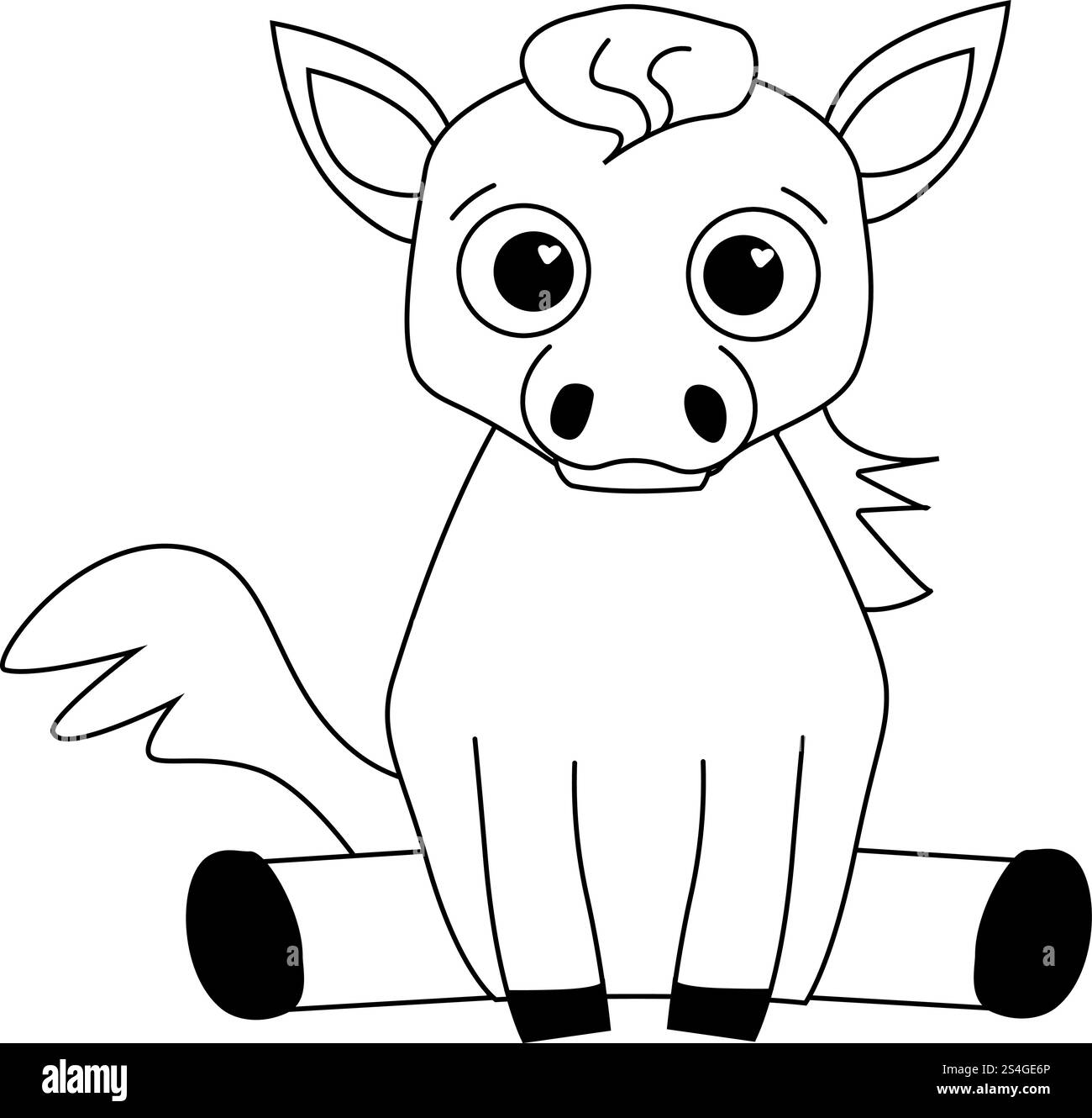Cute horse cartoon line Black and White Stock Photos & Images - Alamy