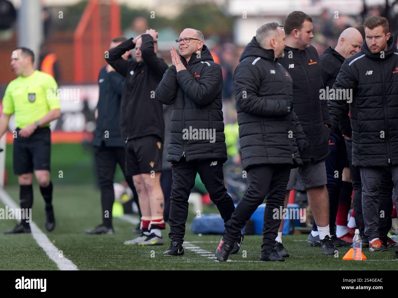 Tamworth manager Andy Peaks reacts on the touchline the Emirates FA Cup ...