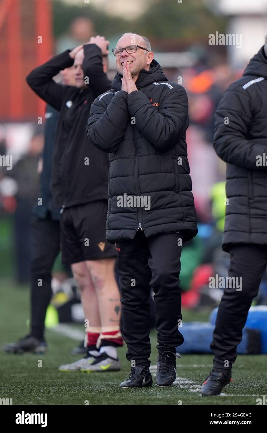 Tamworth manager Andy Peaks reacts on the touchline the Emirates FA Cup ...