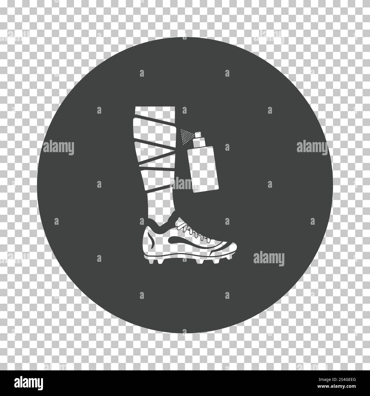 Soccer bandaged leg with aerosol anesthetic icon. Subtract stencil ...