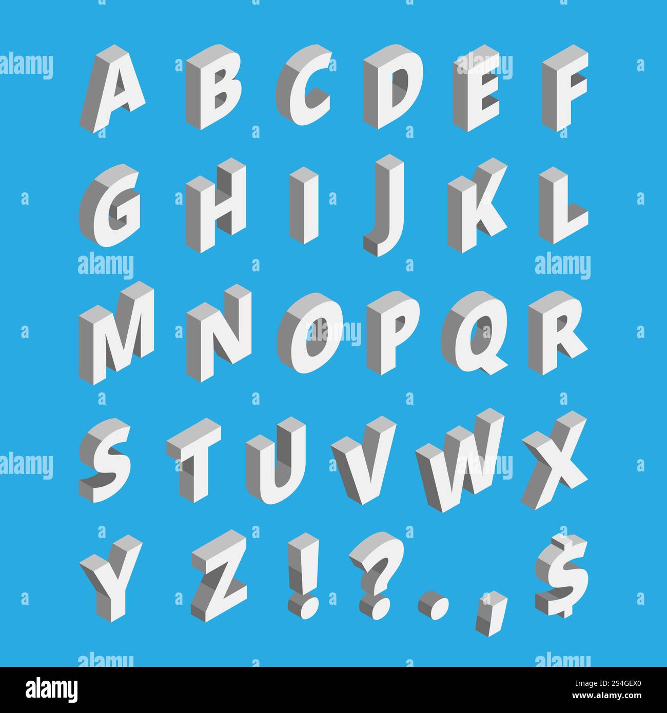 Isometric alphabet. Techno font with block letters. Vector alphabet ...