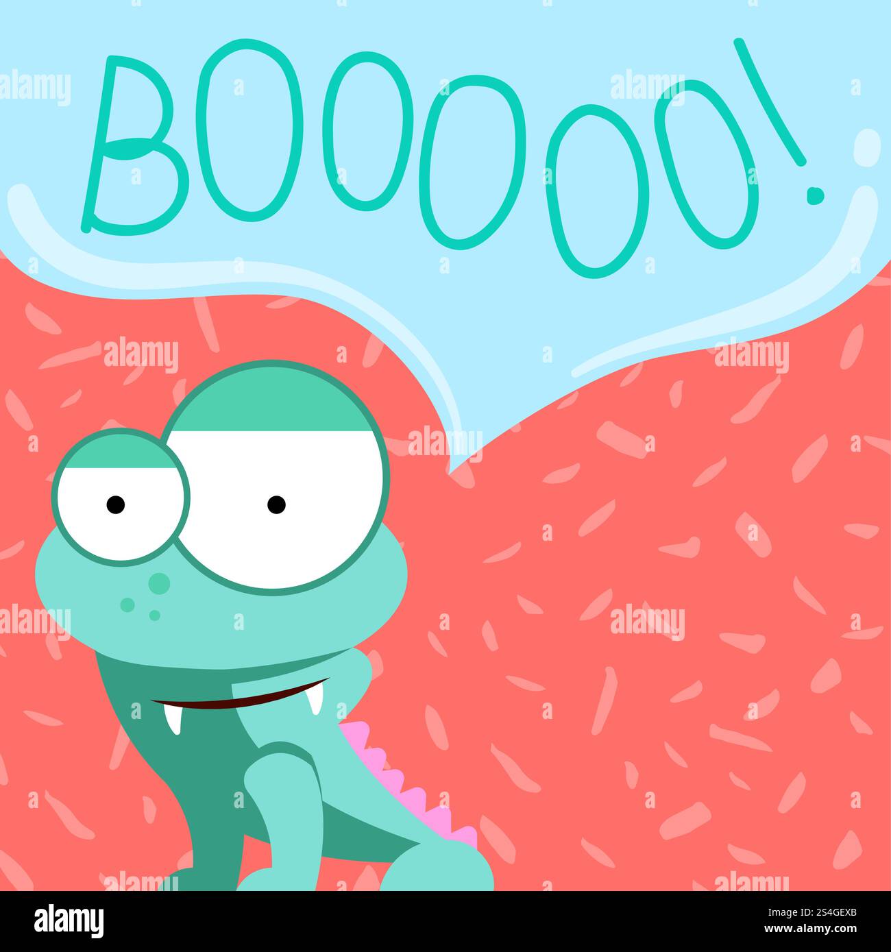 Vector cute cartoon screaming monster with speech bubble banner and ...