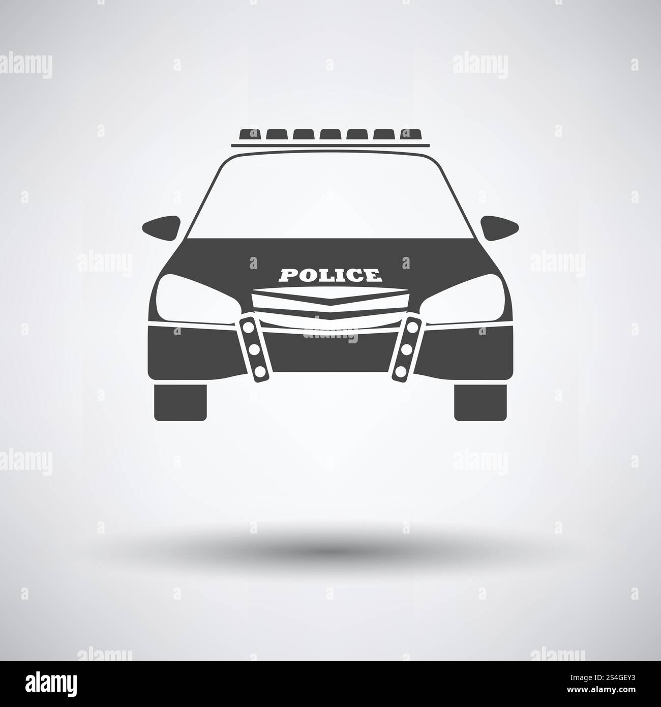 Police icon front view on gray background, round shadow. Vector ...