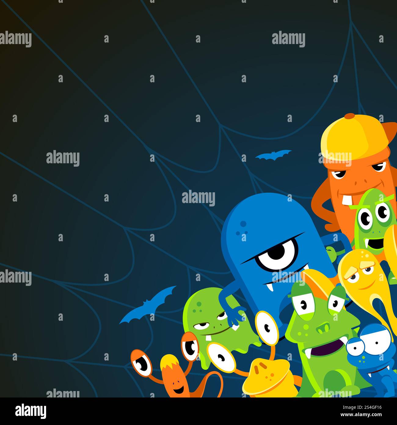 Angry halloween monsters. Cartoon vector background. Colored characters ...