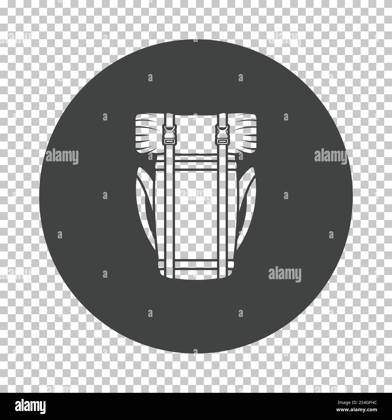Camping backpack icon. Subtract stencil design on tranparency grid. Vector illustration Stock ...