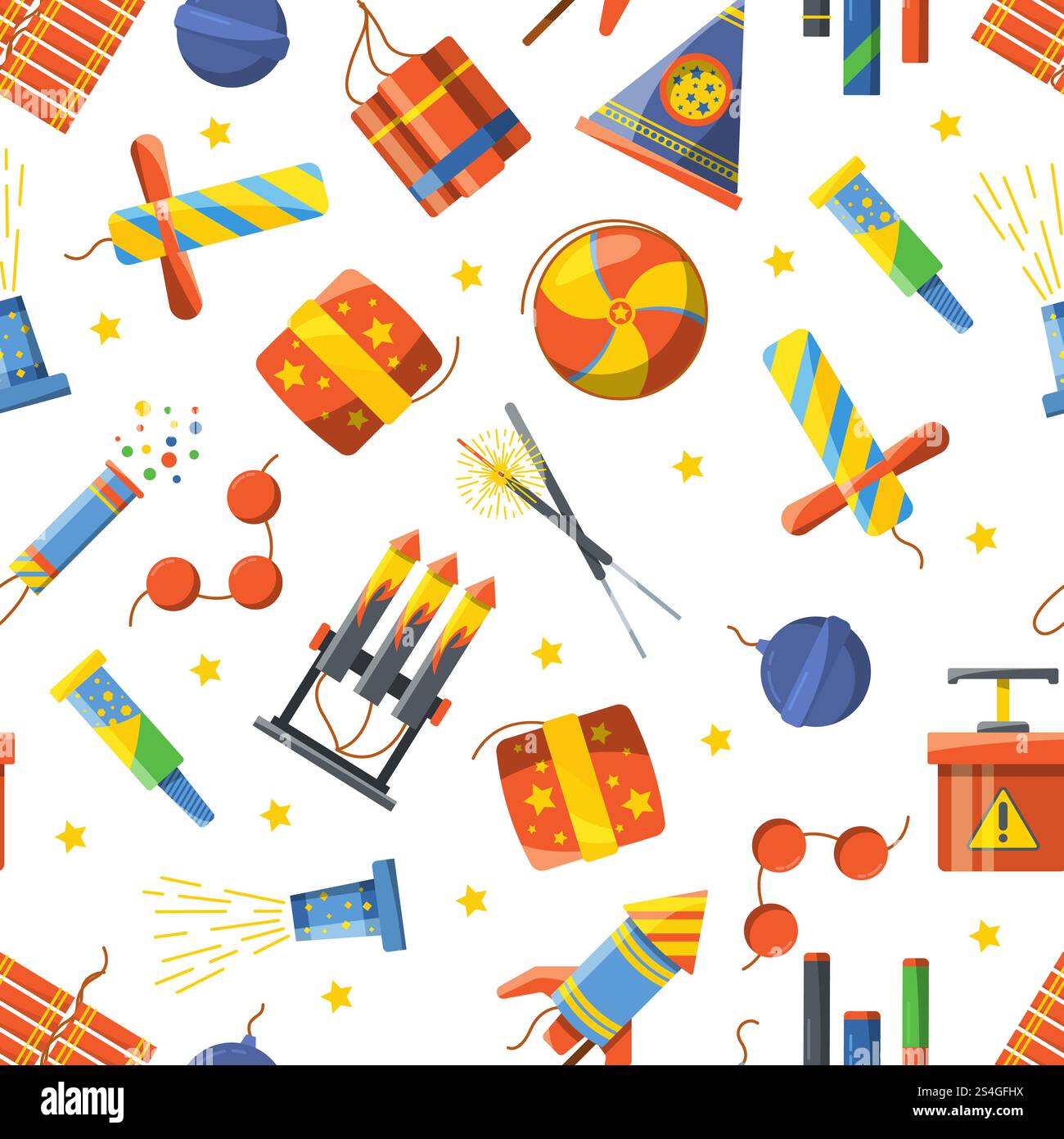 Seamless pattern with pyrotechnic tools, Vector pattern firecracker and ...