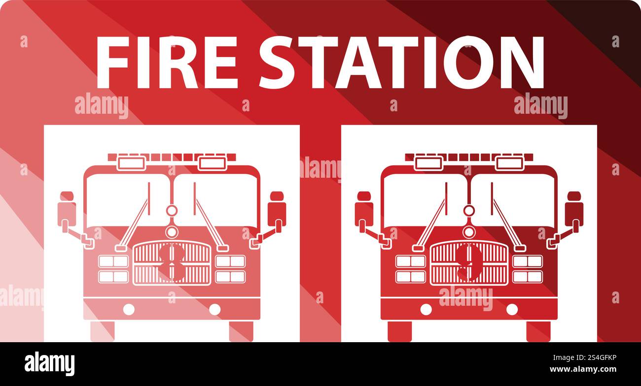 Fire station icon. Flat color design. Vector illustration Stock Vector ...