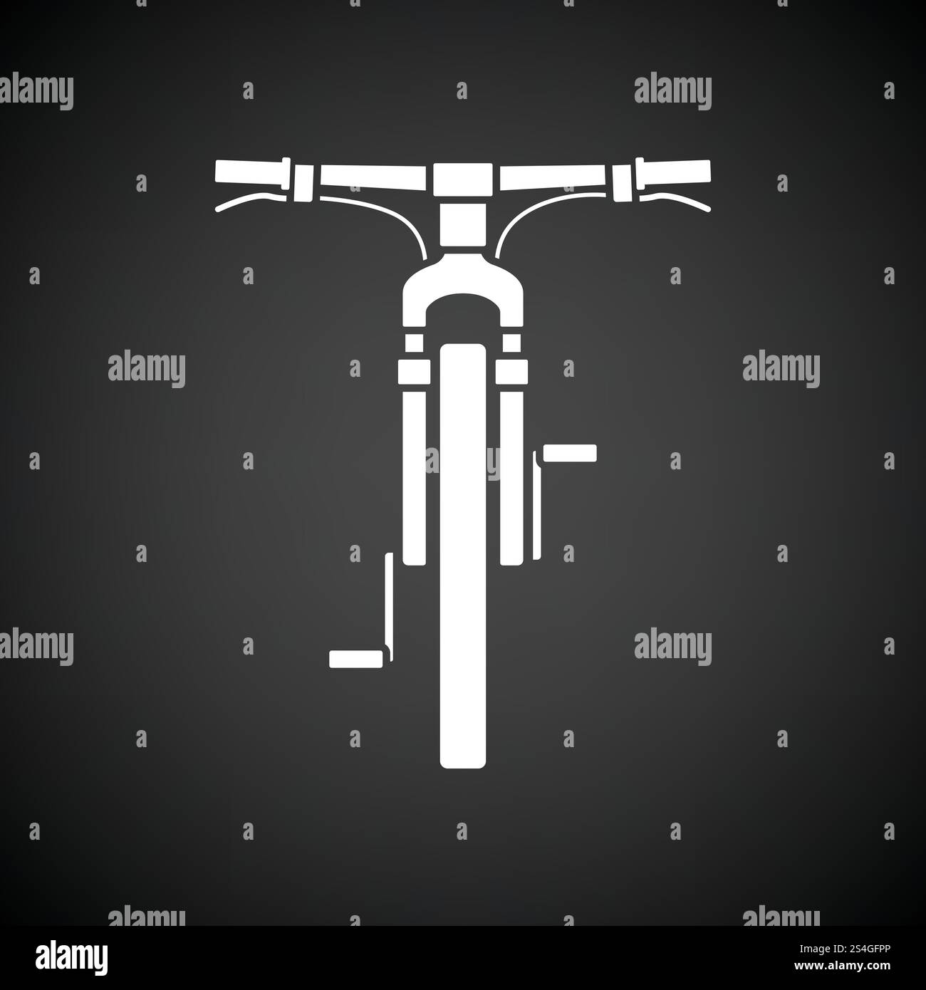 Bike icon front view. Black background with white. Vector illustration ...