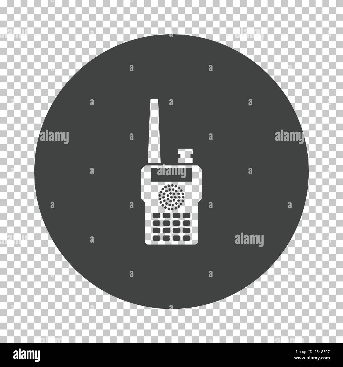 Portable radio icon. Subtract stencil design on tranparency grid ...