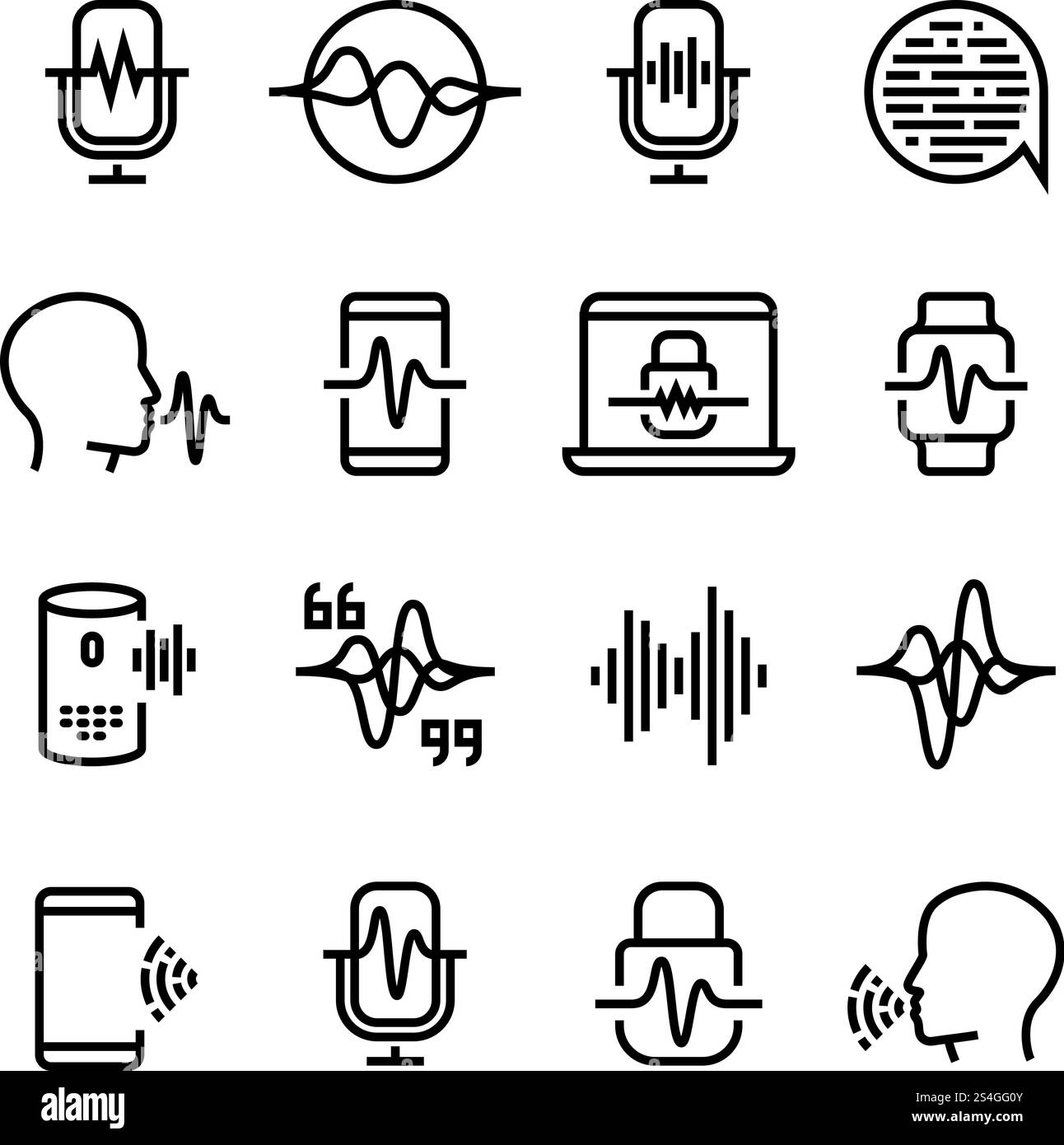 Voice And Speech Recognition Cellular Network Vector Icons Mic Command And Hearing Symbols