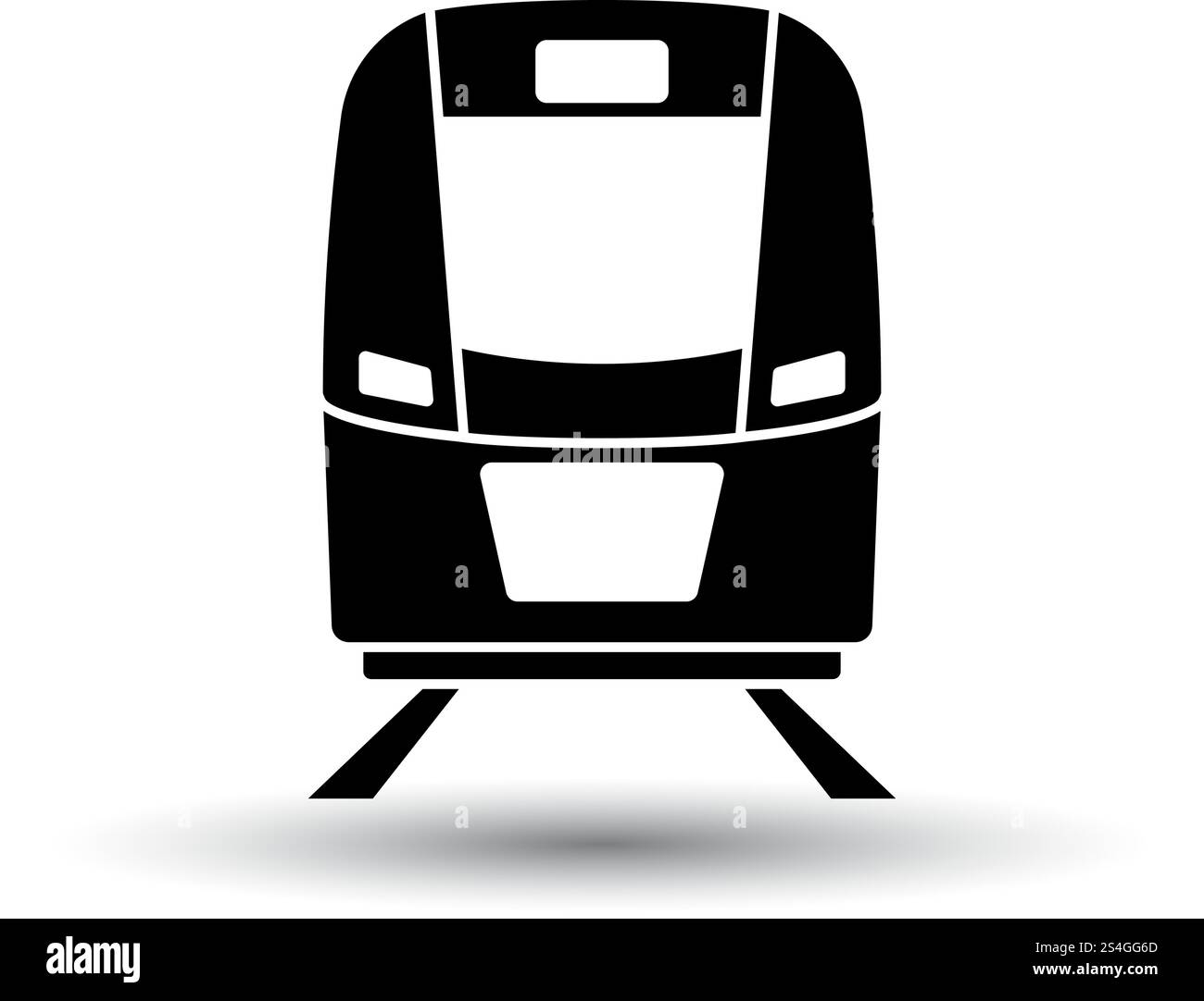 Train icon front view. Black on White Background With Shadow. Vector ...