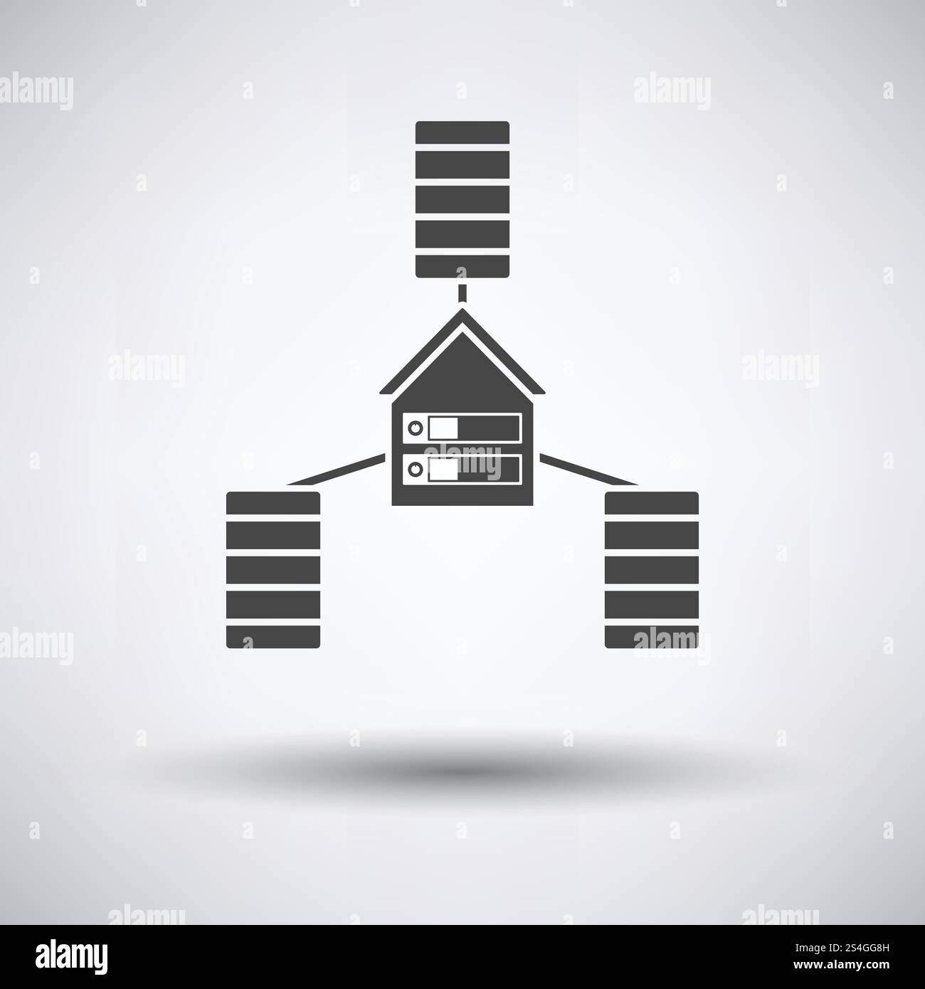 Datacenter Icon on gray background, round shadow. Vector illustration ...