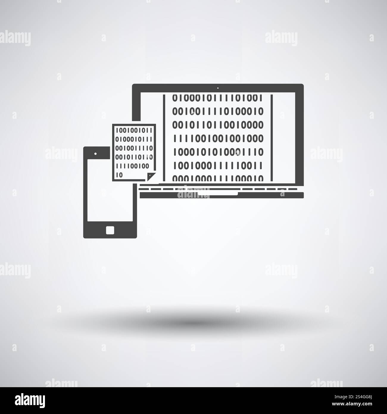 Exchanging Data Icon on gray background, round shadow. Vector illustration Stock Vector Image ...