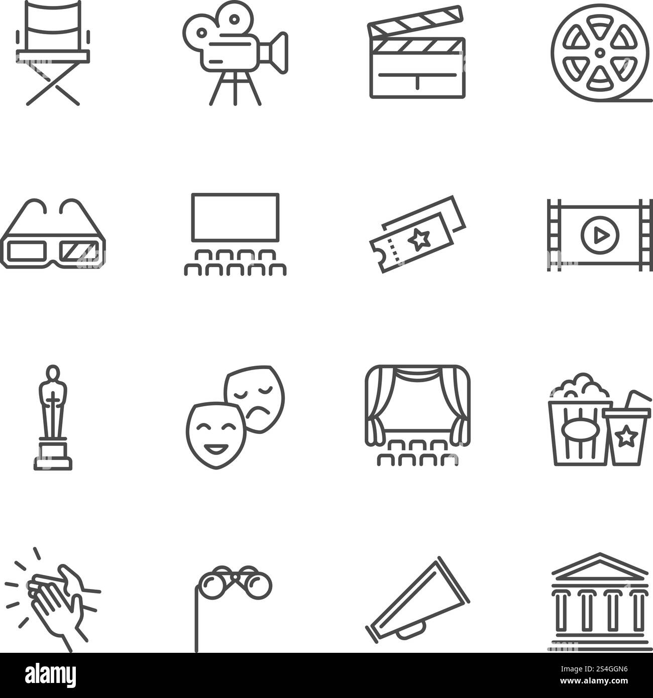 Entertainment and performance line vector icons. Theater and cinema ...