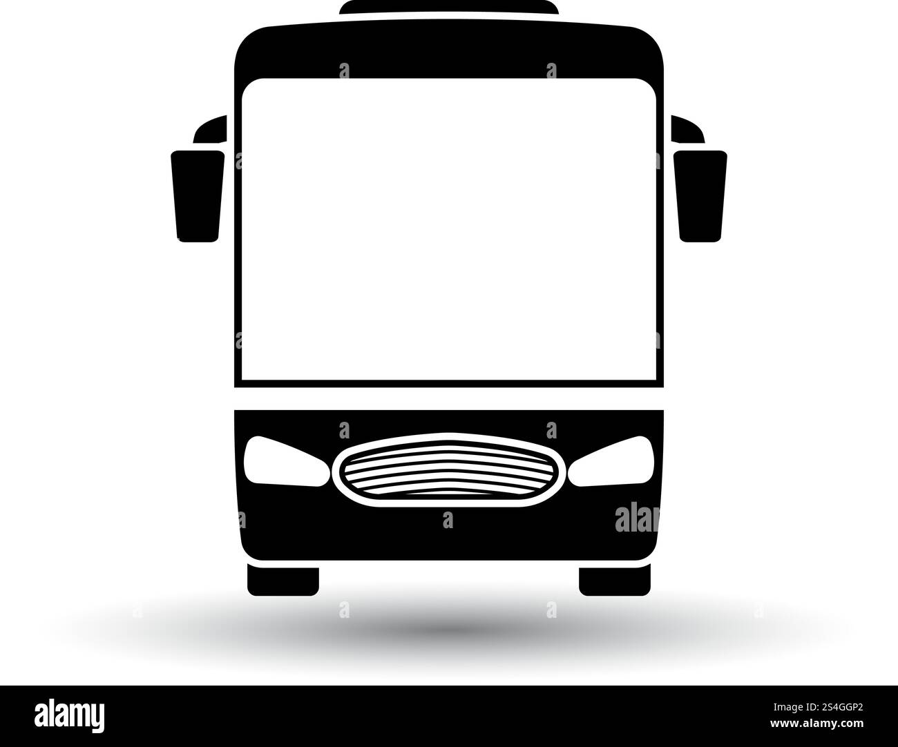 Tourist bus icon front view. Black on White Background With Shadow ...